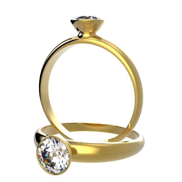 Solitaire or jaune serti clos sertie diamant rond - Réf 4790