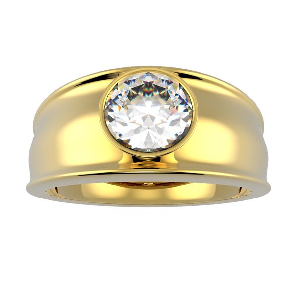 Solitaire or jaune serti clos sertie diamant rond - Réf 4874