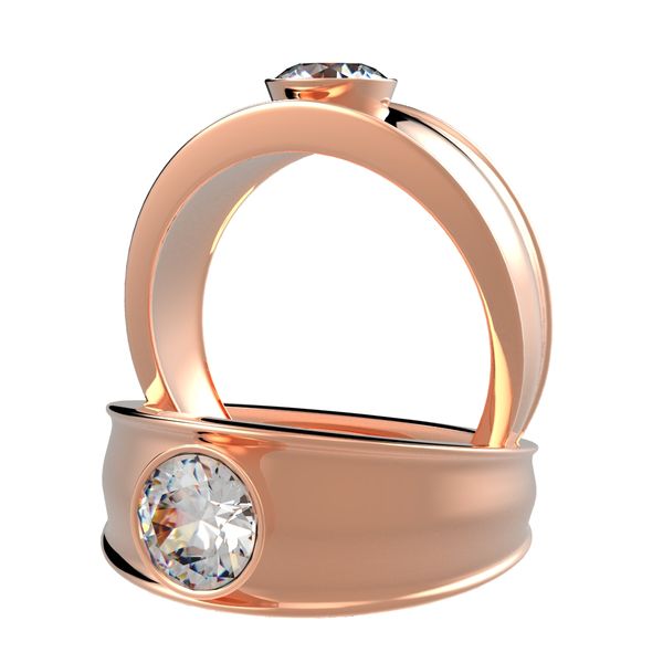 Solitaire or rose serti clos sertie diamant rond - Réf 4875